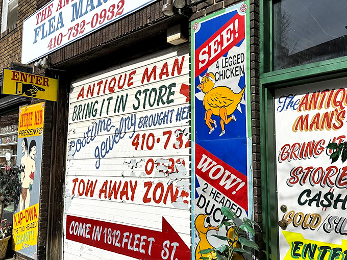 The exterior mural transforms this brick building into a vibrant landmark. Who needs subtle signage when you can have a giant hand holding a flower against the sky?