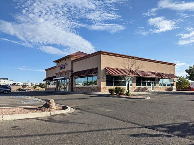 The unassuming exterior hides a world of culinary treasures, like finding a secret food portal in the Colorado desert. 
