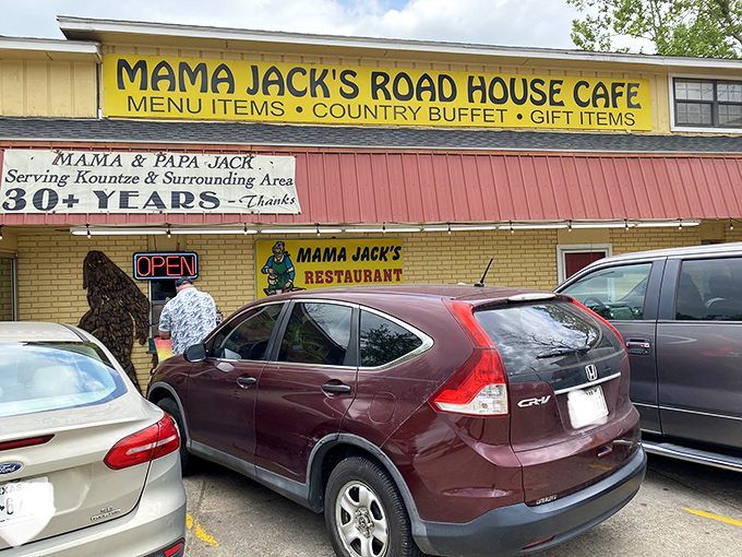 The pink metal roof and bold yellow signage of Mama Jack's &ndash; Texas' culinary equivalent of finding a $20 bill in your winter coat pocket.