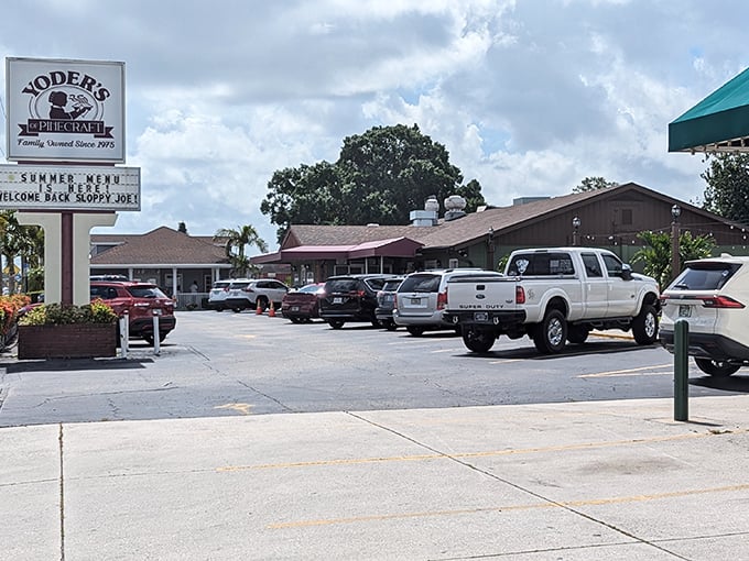 The unassuming exterior of Yoder's belies the culinary treasures within. Like finding a Michelin star restaurant in a barn, this place delivers big on flavor.