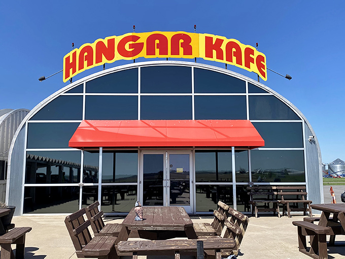 The hangar isn't just for show&mdash;this authentic aviation-themed restaurant actually sits alongside a working airstrip in Miller, Missouri. 