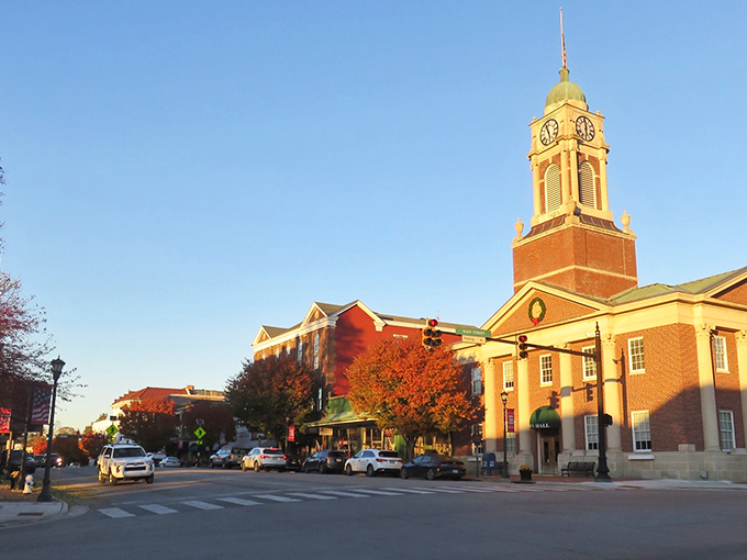Lebanon's iconic Town Hall and clock tower stand sentinel over the historic district, a timeless landmark that's witnessed generations of treasure hunters and storytellers. 