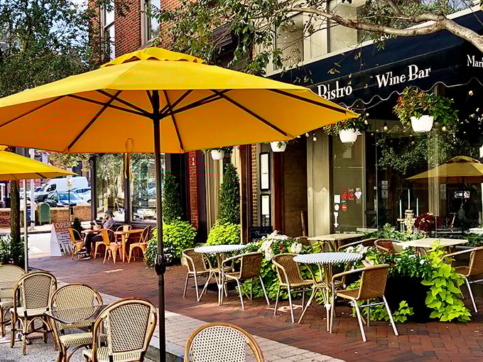 Those cheerful yellow umbrellas aren't just for show&mdash;they're inviting you to experience a slice of Paris on Baltimore's historic brick sidewalks.