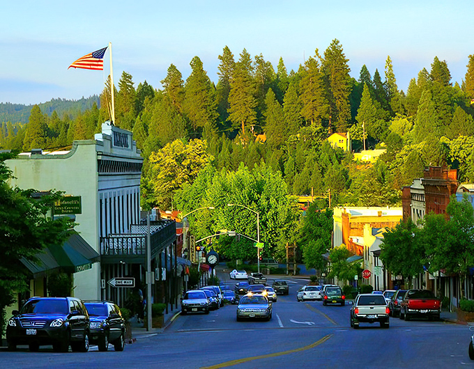 Historic charm meets small-town affordability on Grass Valley's Main Street, where Gold Rush architecture houses modern businesses without the big-city price tags.