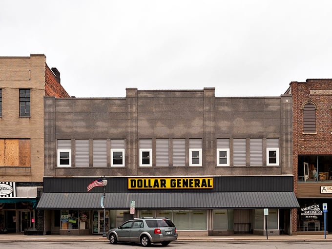 The unassuming Dollar General store stands like a Victorian-era sentinel, reminding visitors that small-town architecture can still take your breath away.