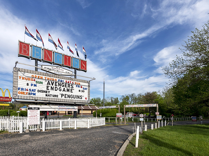 The iconic Bengies sign stands tall against a Maryland sky, promising not just movies but a time-traveling adventure back to America's golden age of cinema.