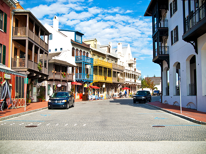 Cobblestone streets and colorful facades create the illusion you've somehow teleported to a European coastal village while still in Florida's Panhandle.