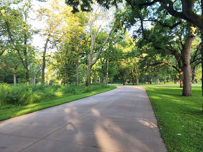 The path less traveled becomes the memory most treasured. Dappled sunlight plays across this inviting trail, nature's red carpet rolled out just for you.