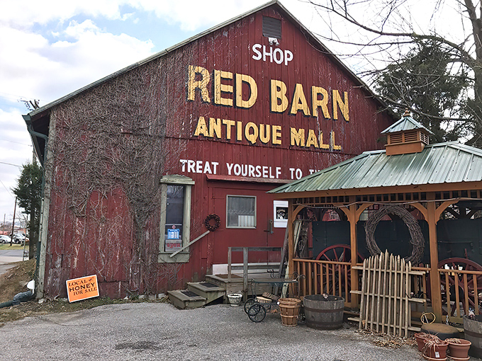 The iconic crimson exterior beckons like a siren song to treasure hunters. This isn't just a barn&mdash;it's a time portal disguised as architecture.