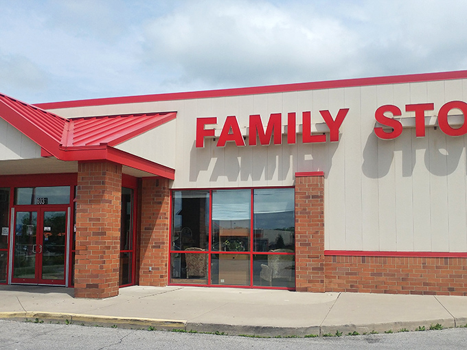 The iconic red signage of this Salvation Army Family Store beckons bargain hunters like a retail lighthouse guiding ships to treasure-filled shores.