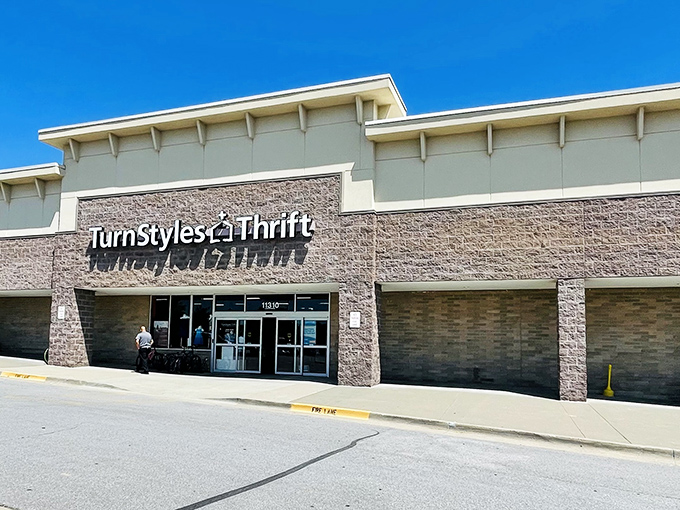 The unassuming storefront of TurnStyles Thrift belies the wonderland of treasures waiting inside. Like a secondhand Narnia, this portal promises adventures in bargain hunting.