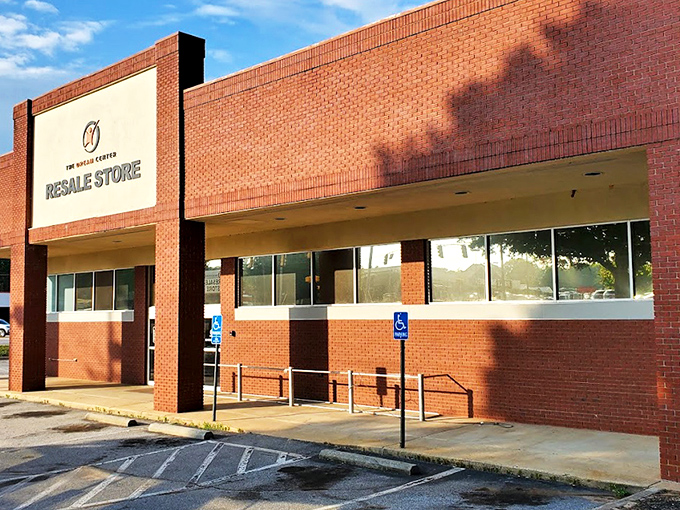 The unassuming brick exterior hides a wonderland of secondhand treasures, like finding Narnia in a strip mall. Adventure awaits behind those glass doors!