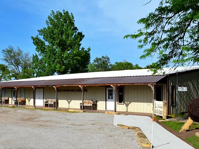 The unassuming entrance to wire wonderland. Who knew a simple sign could promise such an unexpectedly fascinating journey through American history?