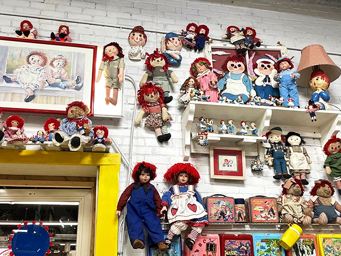 Wall-to-wall nostalgia hits you like a tidal wave of childhood memories, with colorful lunchboxes creating an almost psychedelic flashback to simpler times.