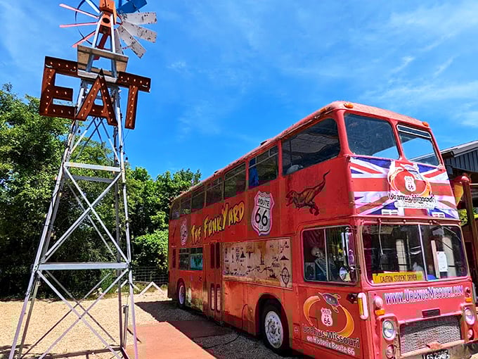 The "Uranus City Jail" stands as a quirky centerpiece of this roadside attraction, where kitschy Americana meets carnival culture with unapologetic pride.