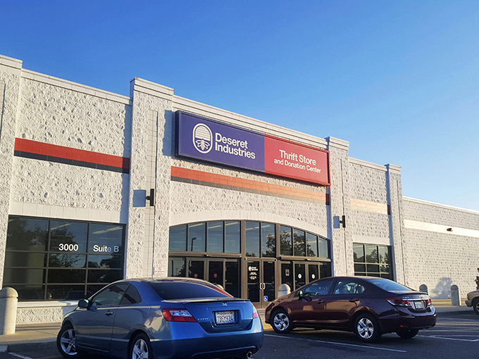 The treasure hunt begins! Deseret Industries' unassuming exterior hides a wonderland of secondhand gems waiting to be discovered inside these Sacramento walls.