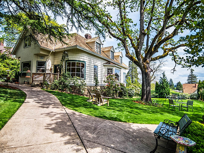 The Campbell House's elegant entrance welcomes you with a staircase that practically whispers, "Yes, you're fancier than your normal self here." 