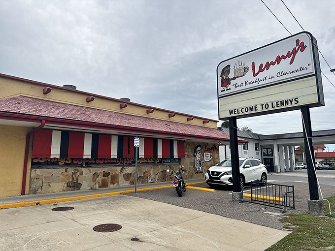 Lenny's iconic storefront beckons with its cheerful red awnings and vintage sign&mdash;a time capsule of classic Americana in Clearwater's bustling landscape.