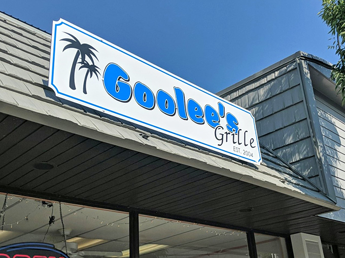 Welcome to flavor paradise! Goolee's Grille's cheery sign promises a beach-town breakfast adventure that'll make your taste buds do the hula.