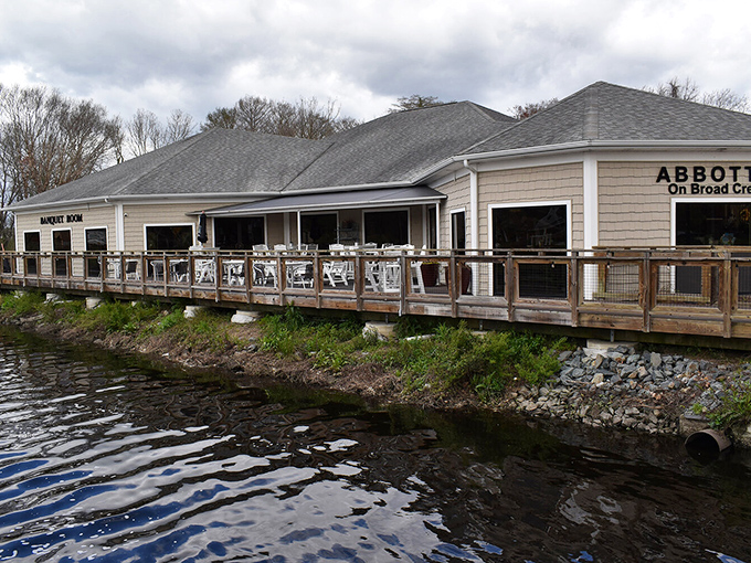 Waterfront dining doesn't get more picturesque than this. Abbott's elegant deck hovers over Broad Creek like a culinary guardian watching over Delaware's tranquil waters.