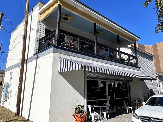 A Southern charmer in white, Narobia's stands proud with its striped awning. It's like the restaurant equivalent of a warm hug from your favorite aunt.