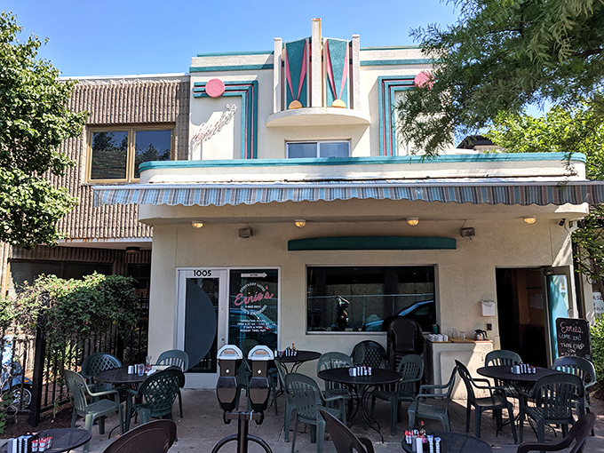 Step into a time machine, folks! Ernie's exterior is a delightful blend of retro charm and small-town Americana. It's like the 1950s decided to throw a party and invited a building.