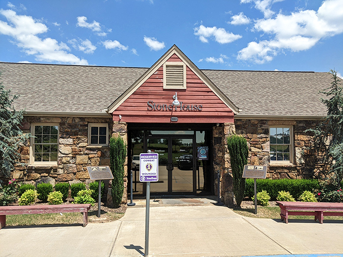 The stone facade and rustic red exterior of StoneHouse welcomes you like an old friend who happens to have impeccable taste in architecture.