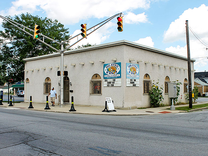The howling wolf mural might be the first clue that Big Eyed Fish isn't your average corner restaurant. Fort Wayne's blue beacon of comfort food.