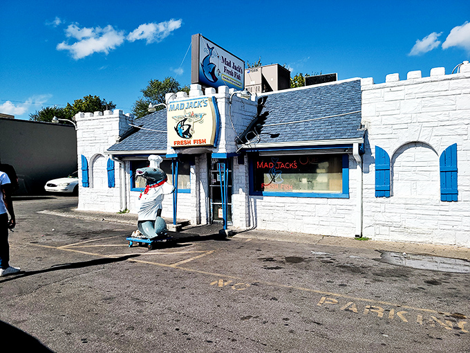 The humble white and blue exterior of Mad Jack's Fresh Fish hides seafood treasures that would make coastal cities jealous. One bite and you're hooked indeed!