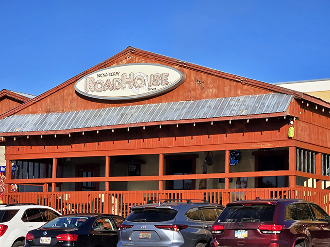 The unassuming exterior of Brown Derby Roadhouse hides a carnivore's paradise within. Like finding a diamond in a parking lot.