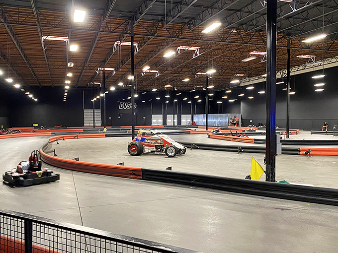 The sprawling indoor track at MB2 Raceway looks like NASCAR's cooler, more accessible cousin where average Joes become racing legends for an afternoon.