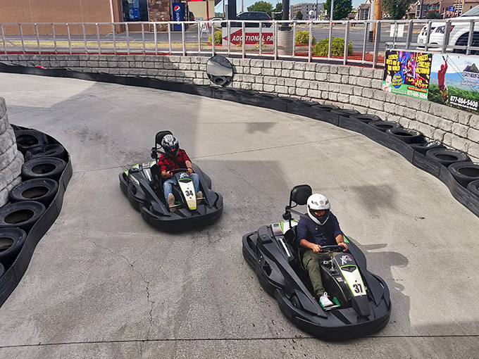 The winding track at Xtreme Racing Center looks like a concrete ribbon of dreams. Smoky Mountain sunsets provide the perfect backdrop for high-speed shenanigans.