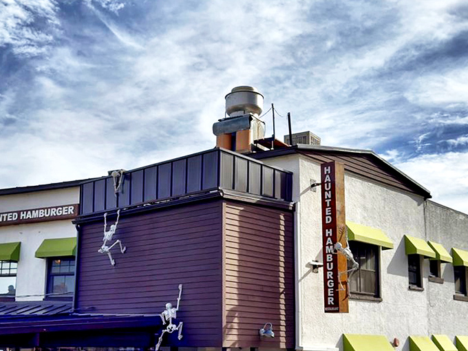 Those skeleton climbers on the exterior aren't just Halloween decorations&mdash;they're year-round greeters warning you that these burgers might be to die for.