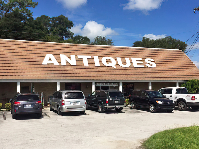The unassuming exterior belies what's inside – like finding a treasure chest disguised as a shoebox. Florida's antique hunters know better than to judge this book by its cover.