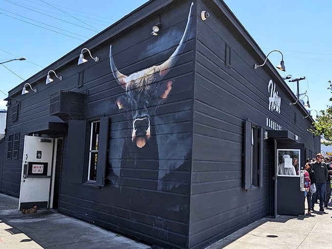 The unassuming black exterior with its white bull skull logo is barbecue's version of a speakeasy – you're not supposed to find greatness this easily.