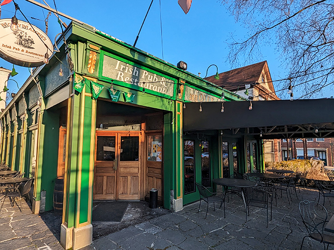 The distinctive green exterior of Molly Malone's stands proudly in Louisville's Highlands&mdash;a Celtic oasis in Kentucky bourbon country.