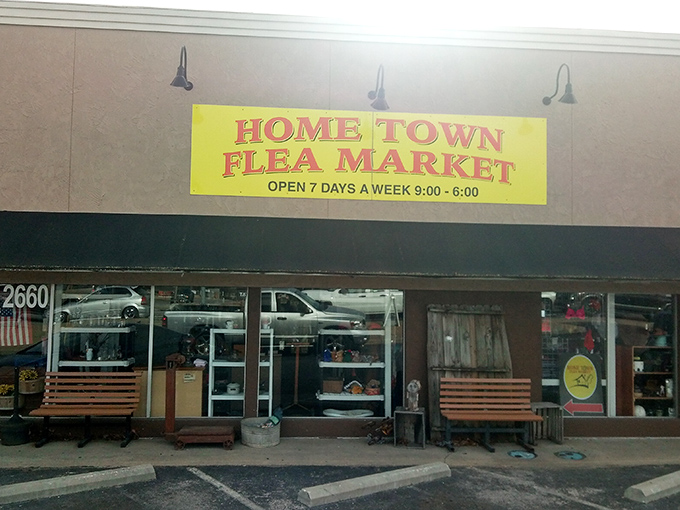 The bright yellow sign beckons like a lighthouse for bargain hunters. Don't judge this treasure trove by its unassuming exterior.