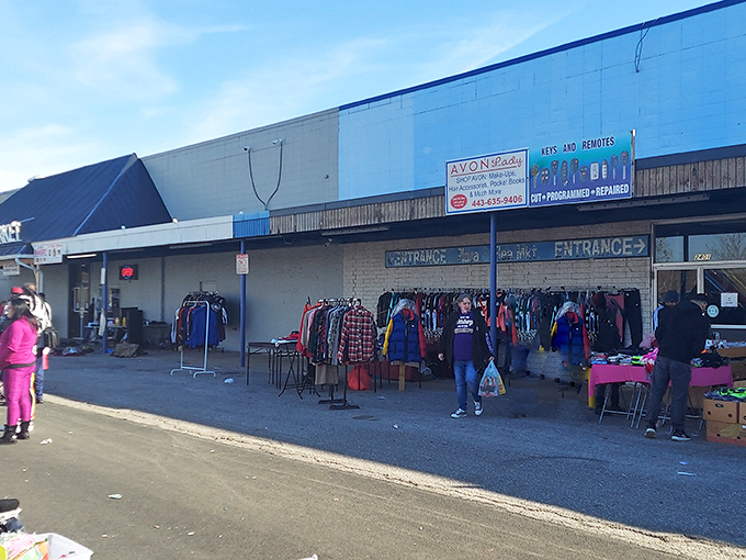 The unassuming blue exterior of North Point Plaza Flea Market belies the treasure trove waiting inside. Like a retail TARDIS, it's much bigger on the inside.