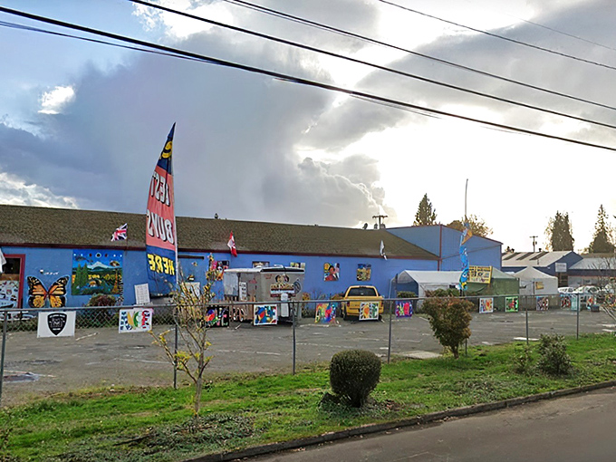 Flags flutter above this blue-and-green cultural oasis in Hillsboro. Like finding a portal to another world between a hardware store and your dentist's office.
