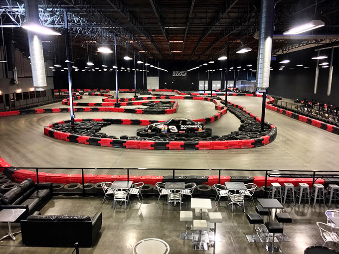 The sprawling indoor track at MB2 Raceway looks like NASCAR's cooler, more accessible cousin where average Joes become racing legends for an afternoon.