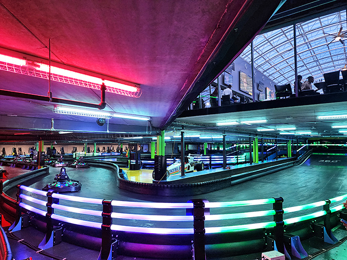 The iconic green "A" welcomes thrill-seekers to Andretti Indoor Karting & Games, where Marietta residents trade ordinary afternoons for extraordinary adventures.