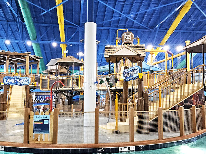 Slip sliding away! This epic blue flume delivers splash-tastic thrills with twisty tunnels that glow like something from a sci-fi waterworld. 