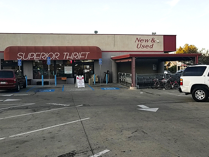 The unassuming exterior of Superior Thrift belies the wonderland of bargains waiting inside. Like a treasure chest with automatic doors, it beckons to savvy shoppers.