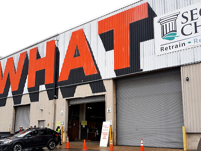 The unmistakable exterior of Second Chance announces itself with bold orange lettering that practically screams "treasures inside!" No subtle antique shop vibes here.