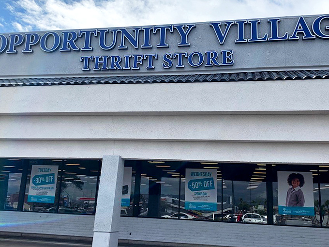 The unassuming exterior hides a treasure trove within&mdash;like finding a speakeasy, but instead of cocktails, you'll discover vintage cardigans and mid-century lamps.