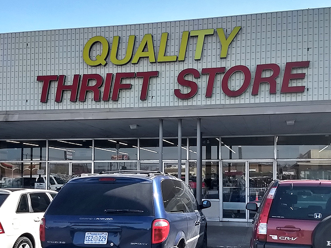 The yellow brick road to bargain heaven! Quality Thrift Store's unassuming exterior houses treasures that would make any Oklahoma treasure hunter's heart skip a beat.