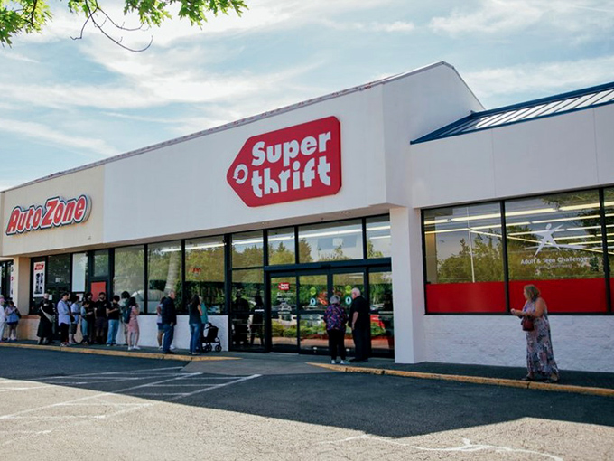 Welcome to the Mecca of Markdown Madness! SuperThrift's unassuming exterior belies the treasure trove within, like a bargain-hunter's TARDIS.