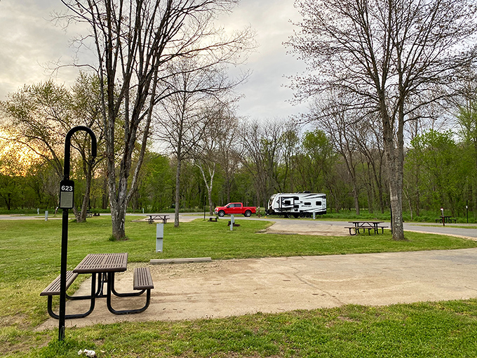 Spacious campsites nestled among graceful trees &ndash; nature's version of five-star accommodations without the mint on your pillow or the bill.