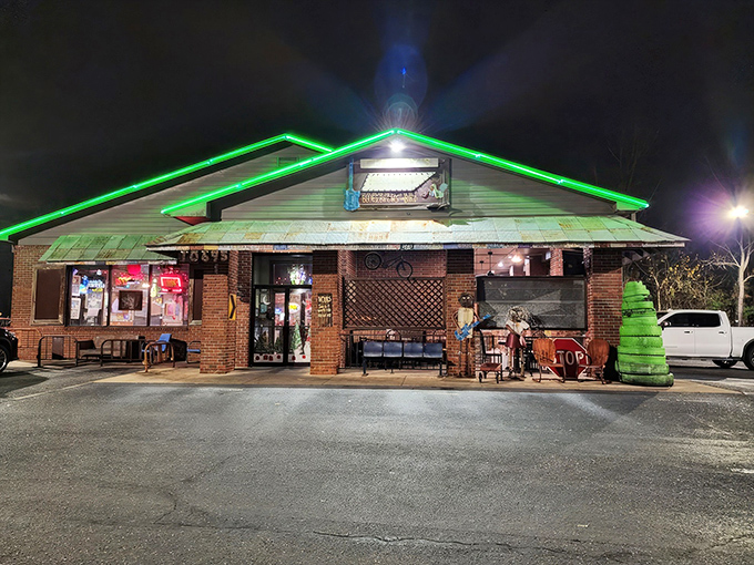 The green neon glow of Champy's beckons hungry travelers like a lighthouse for the soul. Southern comfort food awaits inside this unassuming treasure.