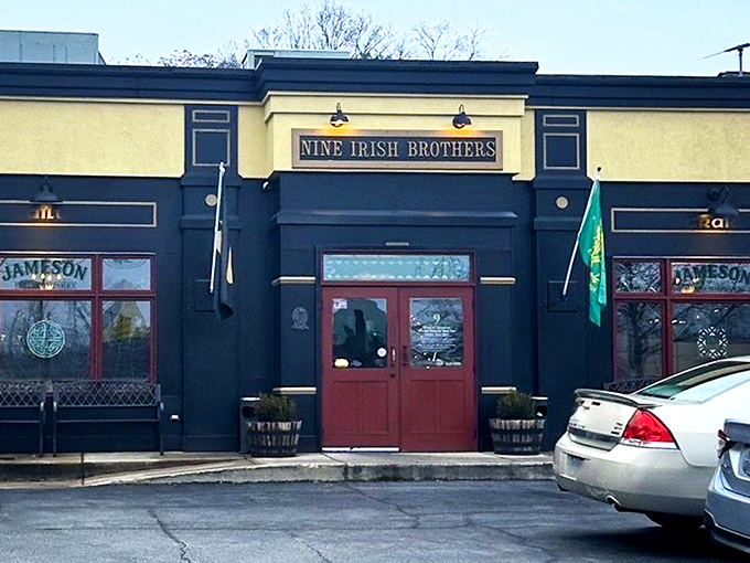 The classic navy exterior with bright red doors isn't just eye-catching&mdash;it's practically a portal to Dublin nestled right in West Lafayette.